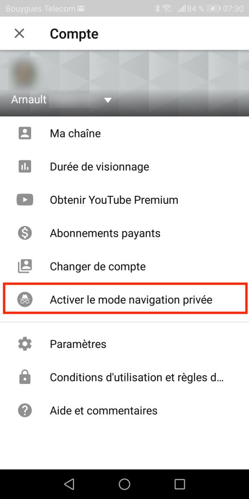 Comment Activer La Navigation Privée Sur Youtube Android Varcap Informatique