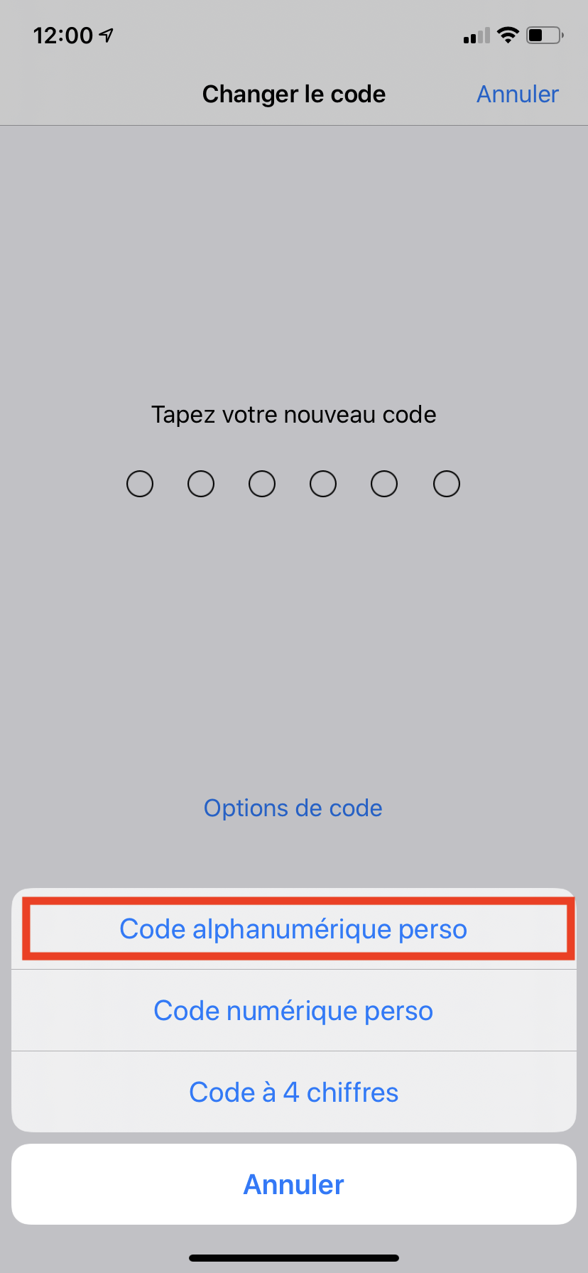 Comment configurer un code alphanumérique sur iPhone