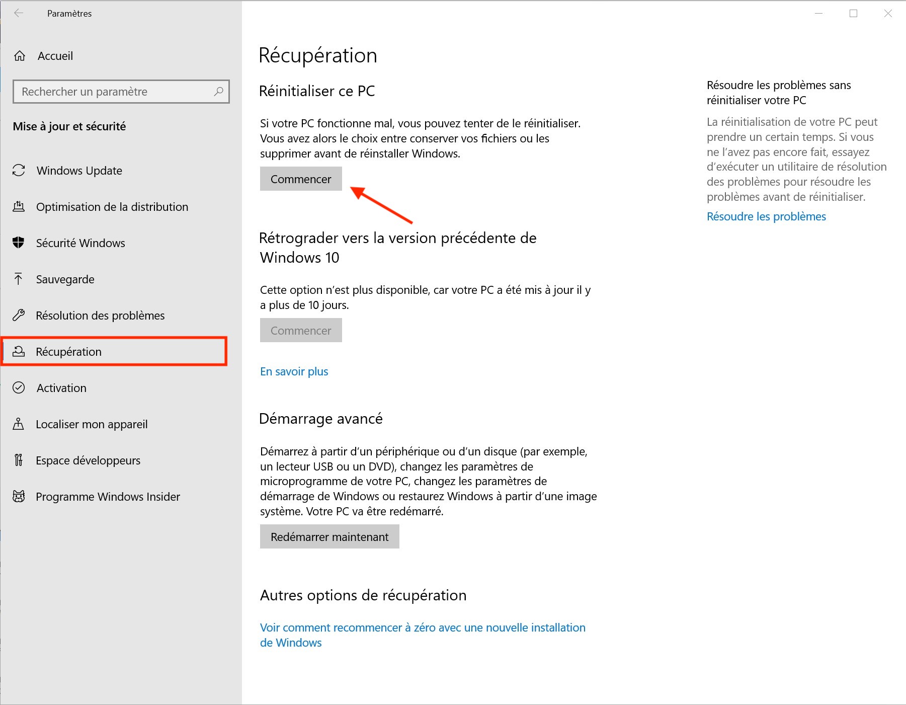 Comment réinitialiser Windows 10 depuis le cloud - Varcap Informatique